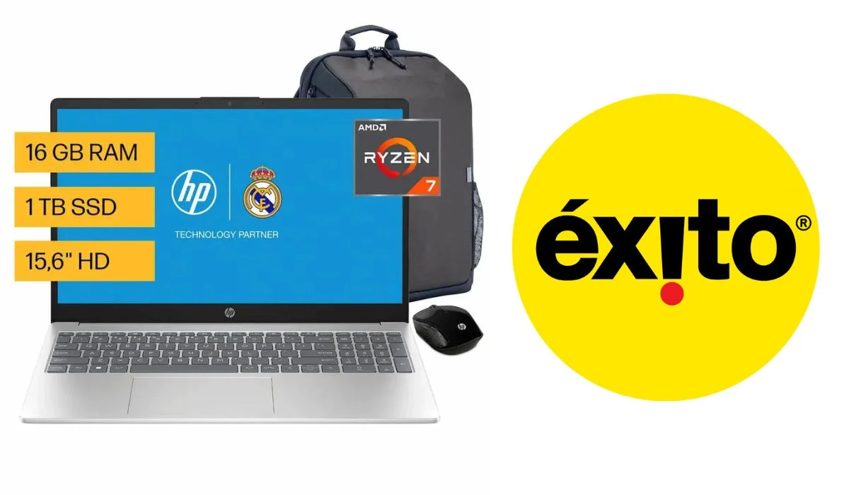 Éxito ofrece potente portátil HP Ryzen 7 7730U con 1TB SSD a precio ...